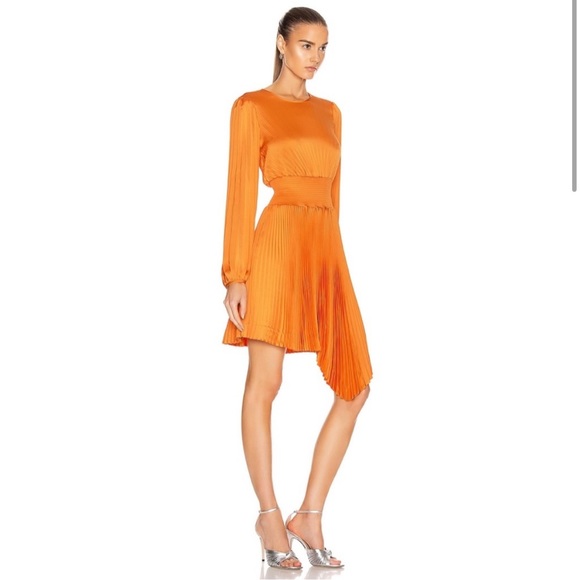 A.L.C. | Dresses | Alc Behati Pleated Asymmetric Dress In Orange | Poshmark